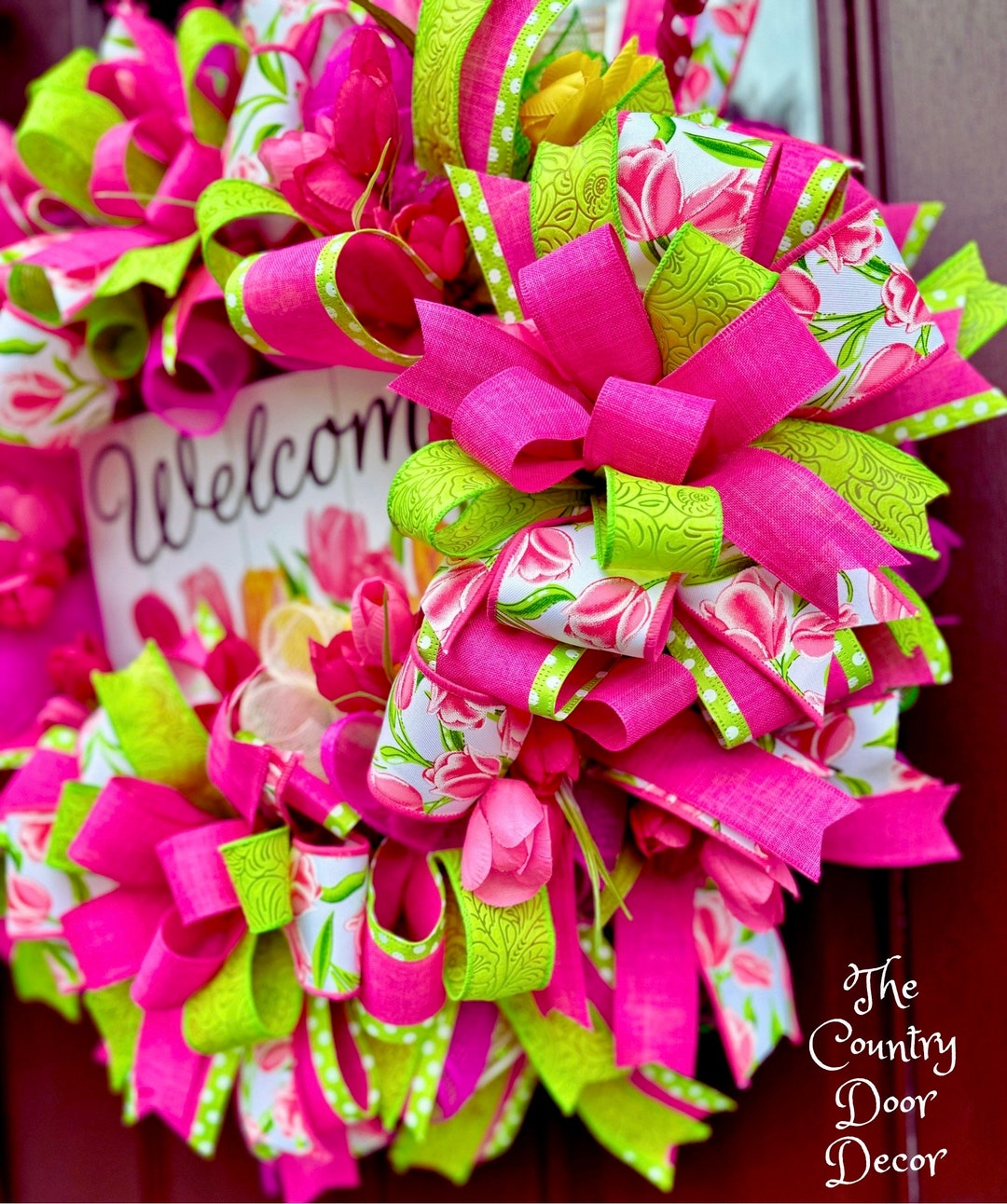 Spring Welcome Wreath, Spring Tulips Wreath, Colorful Tulips Decor ...
