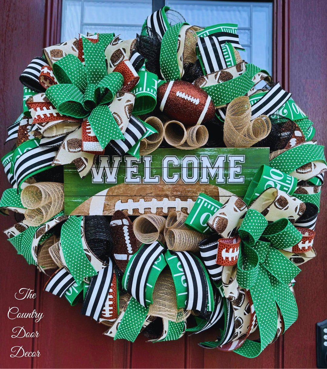 Football Welcome Wreath, Football Mom Wreath, Fall Football Decor ...