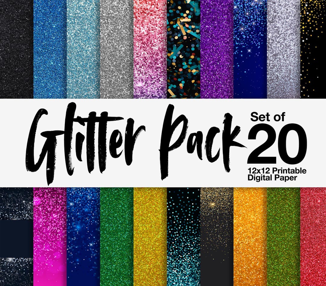 20 Glitter Style 2 Digital Papers 12x12" 300 Dpi Instant Download ...