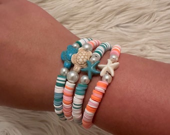 Sea Creature Preppy Clay Bead Bracelet - Etsy