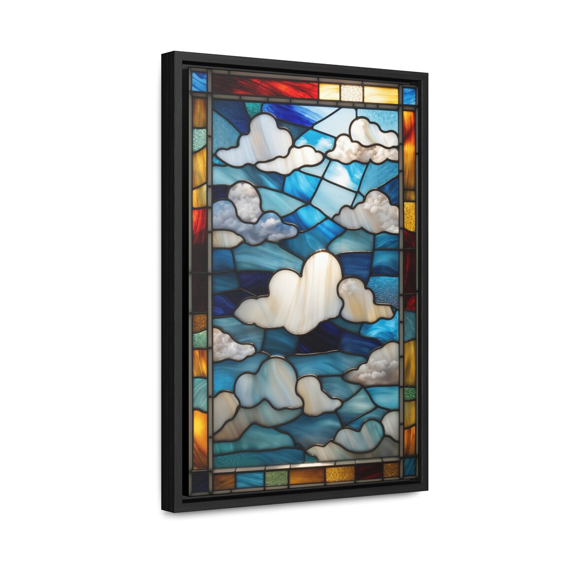 Stained Glass Window Effect Wall Art, Clouds in the Sky With Frame ...