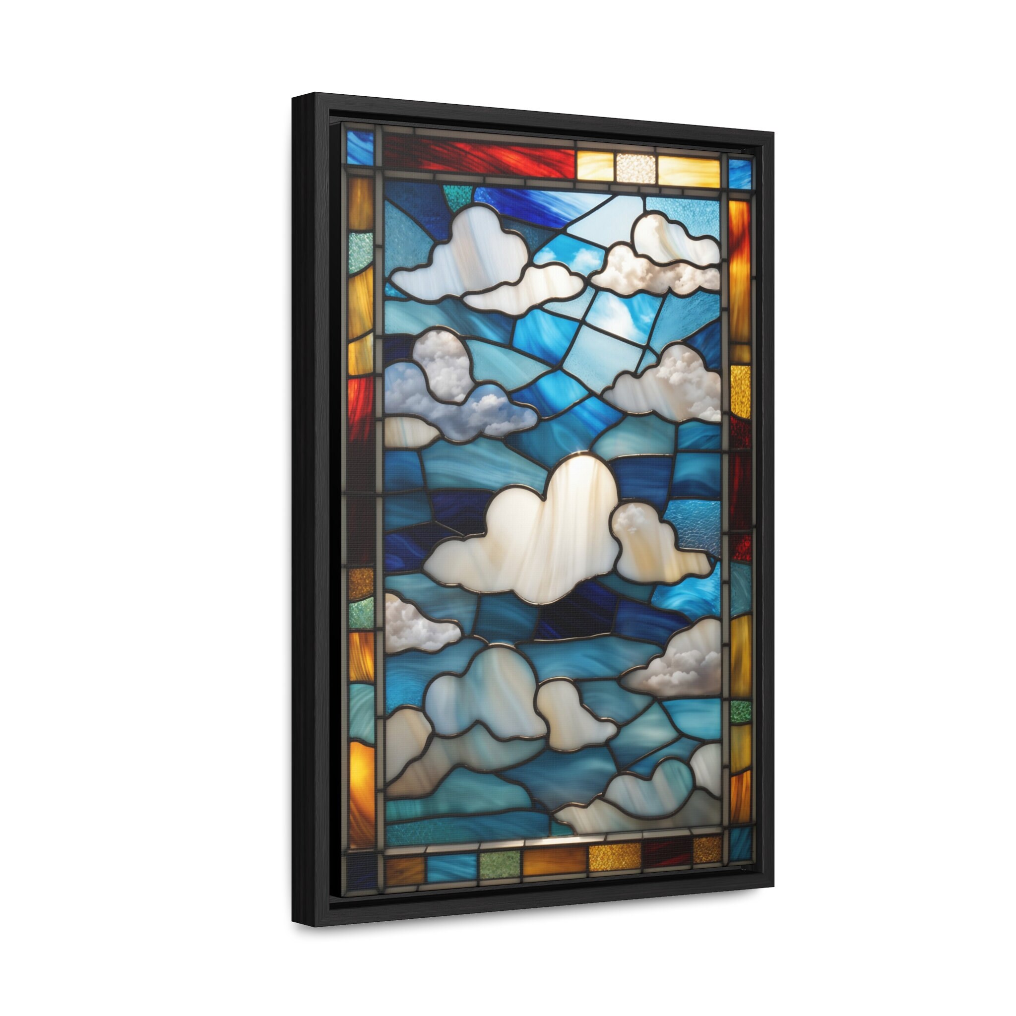 Stained Glass Window Effect Wall Art, Clouds in the Sky With Frame ...