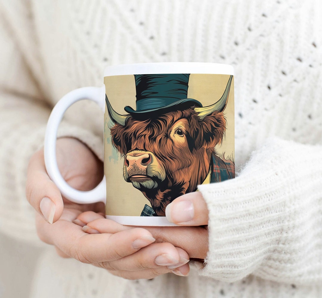 Hector the Highland Cow in Dapper Clothing. Vintage Quirky Mug - Etsy