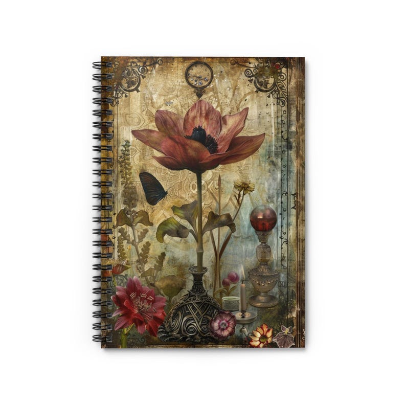Artistic Floral Spiral Notebook Vintage Nature Design for Journaling ...