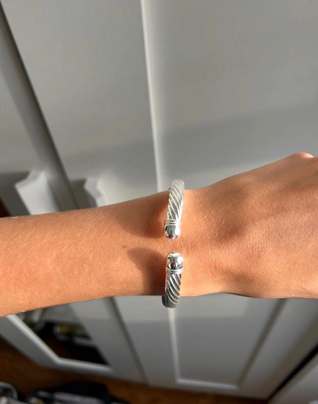 Silver Cable Cuff Bracelet, Stack Bracelet, Statement Bracelet, Gift ...