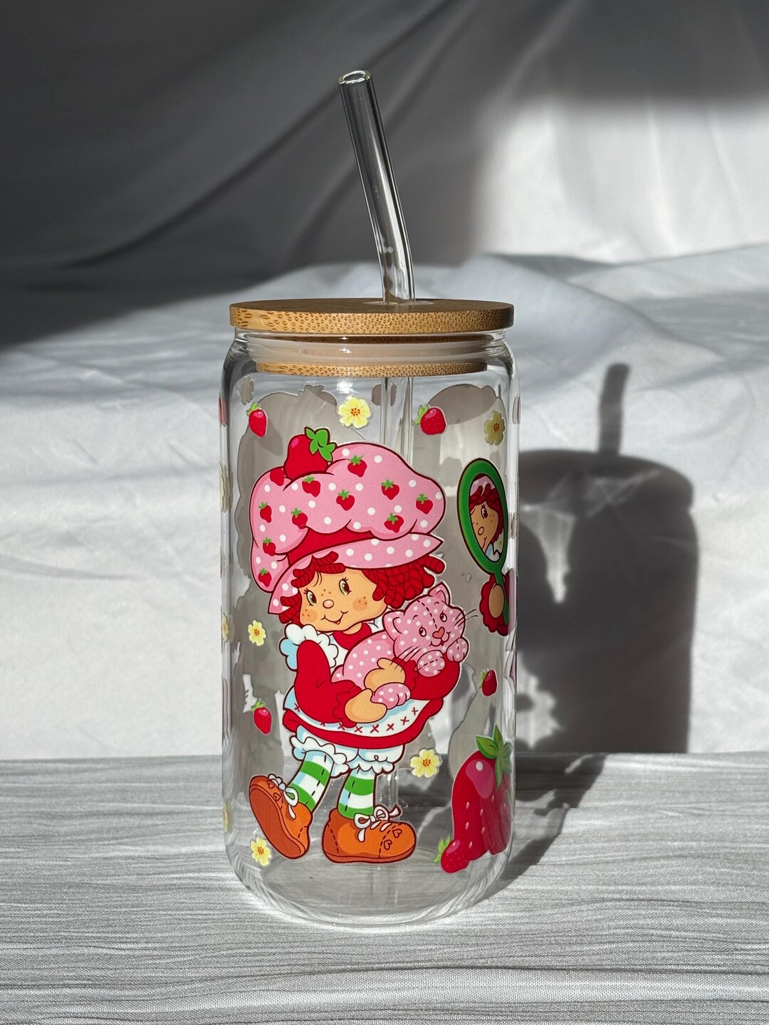 Strawberry Shortcake Glass Tumbler | 16oz | Cofee/ Tea/ Smoothies ...