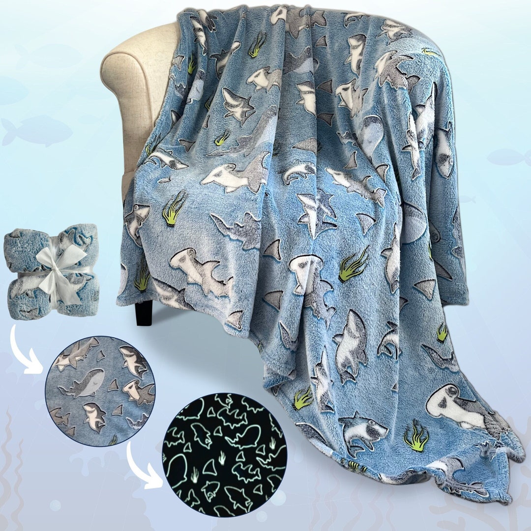Shark Throw Blanket: Glow in the Dark, Hand Designed, Cozy, Warm ...