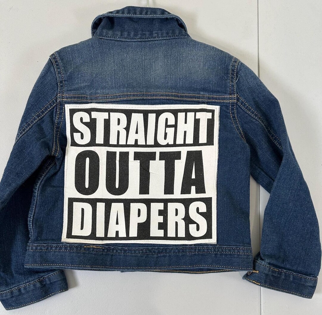 Straight Outta Diapers Jacket | 4T Toddler Denim Jacket Funny Baby Gift ...