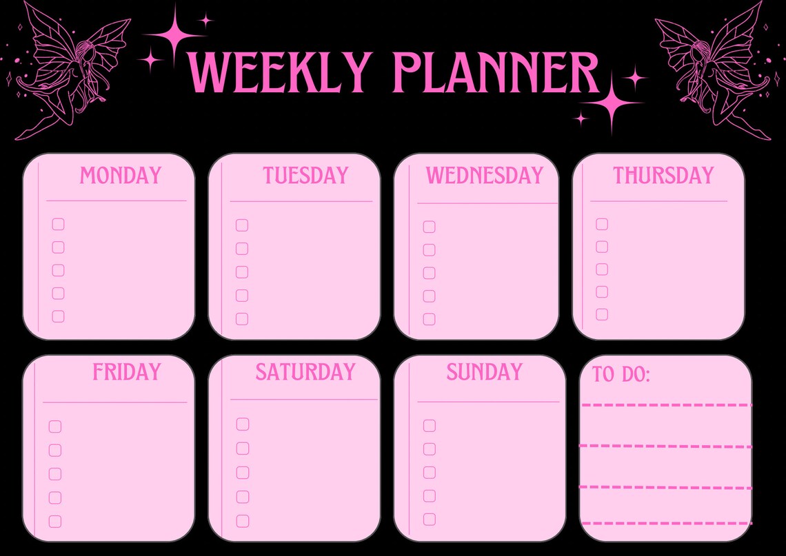 Fairy Weekly Planner Digital Template - Etsy