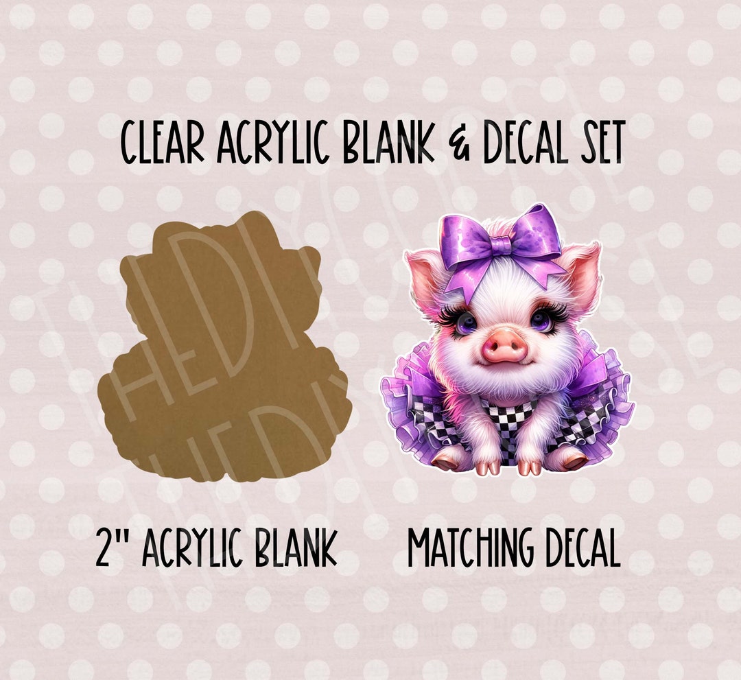 Purple Pig Acrylic Blank and Decal Set DIY Badge Reel Cute Pig Acrylic ...