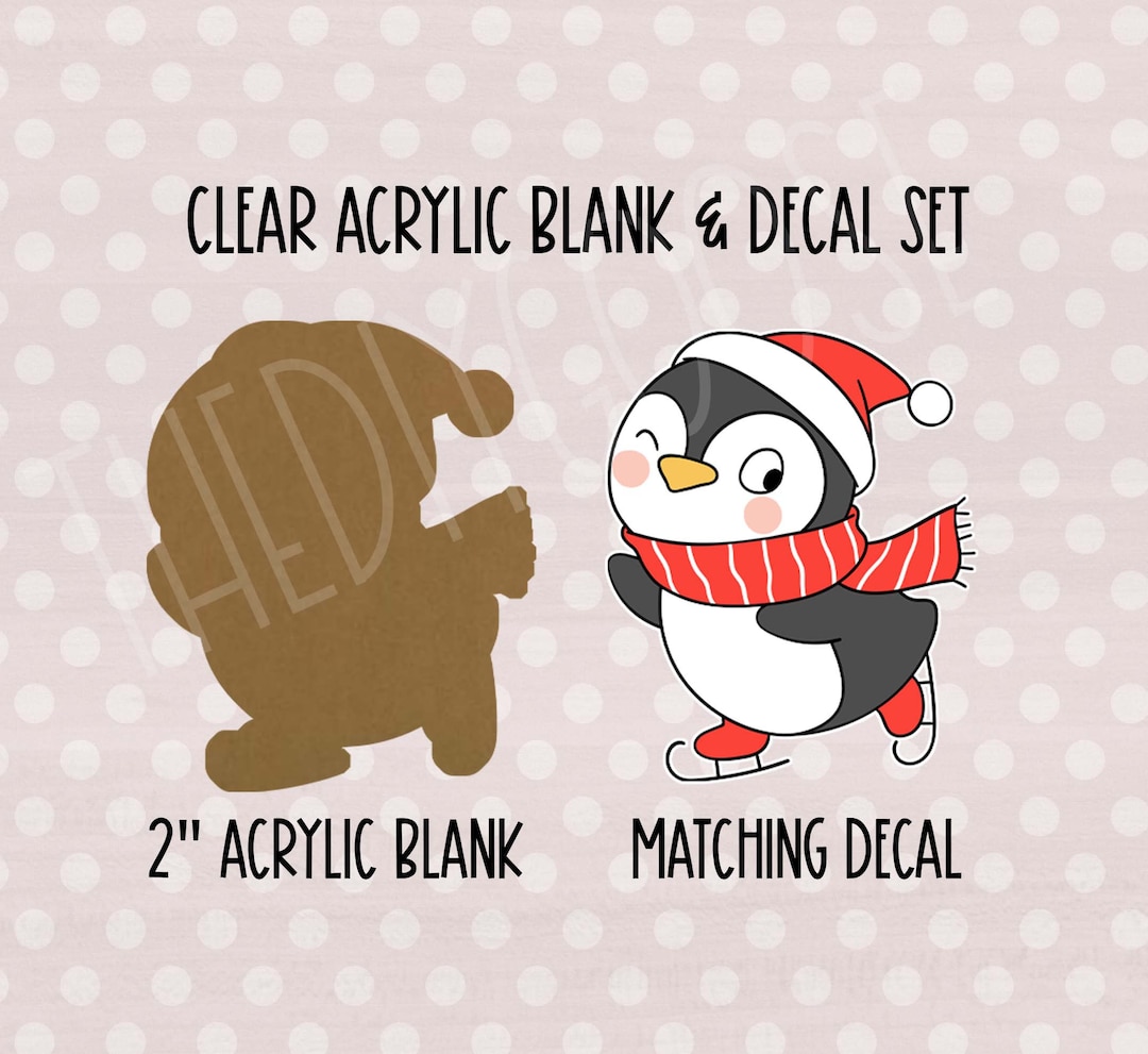 Skating Penguin Acrylic Blank and Decal Set - DIY Badge Reel ...