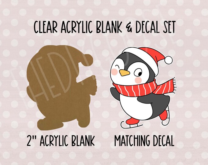 Skating Penguin Acrylic Blank and Decal Set - DIY Badge Reel ...