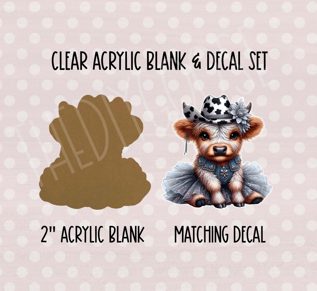 Cowgirl Cow Acrylic Blank and Decal Set - Cow in Tutu Acrylic Blank ...