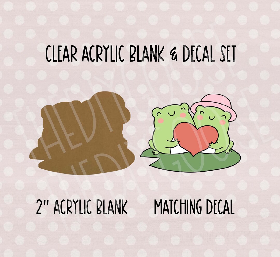 Cute Frogs With Heart Clear Acrylic Blank and Decal Set valentine's Day ...