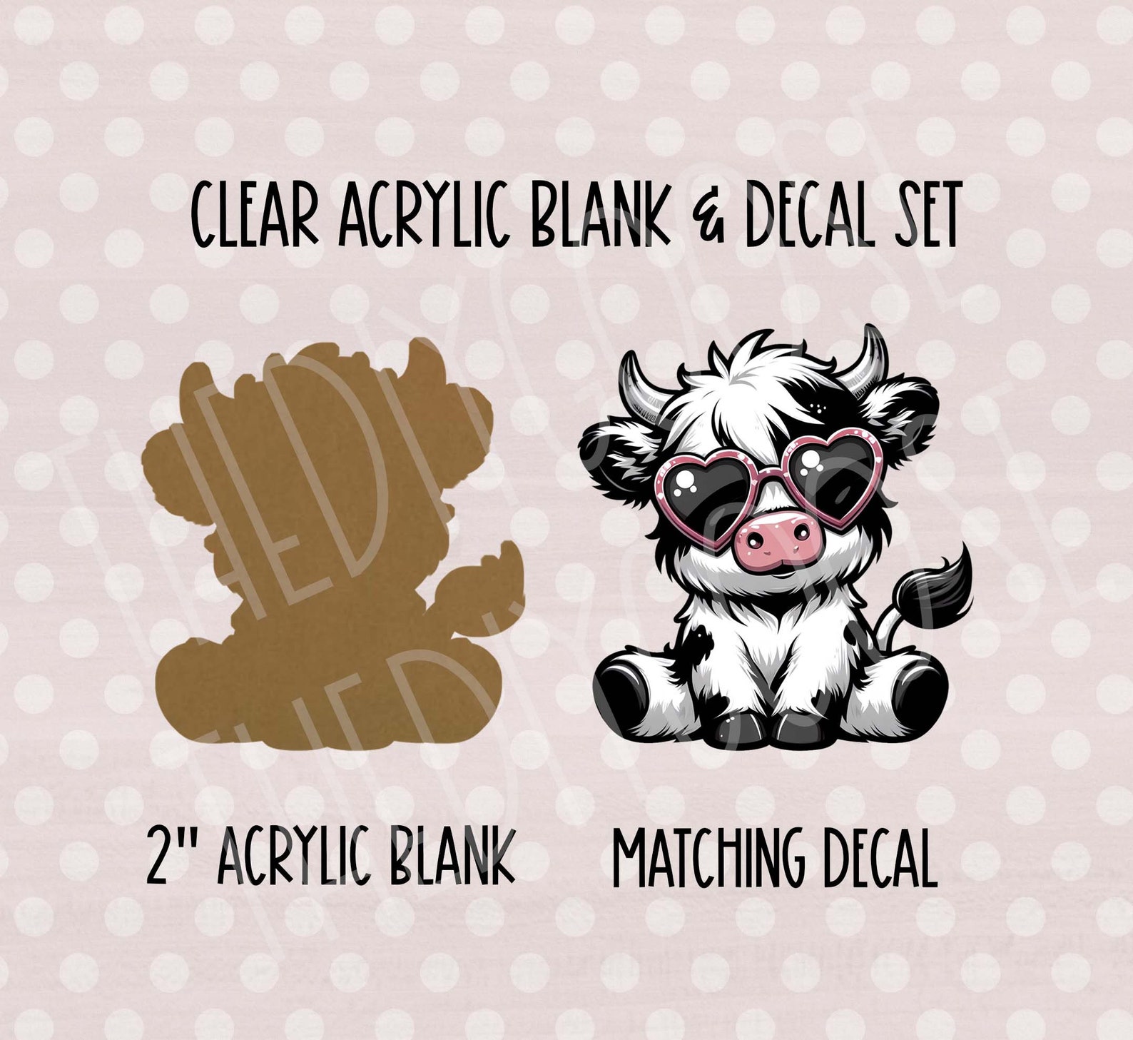 Cow Acrylic Blank and Decal Set DIY Badge Reels Cow Blank and Kiss Cut ...