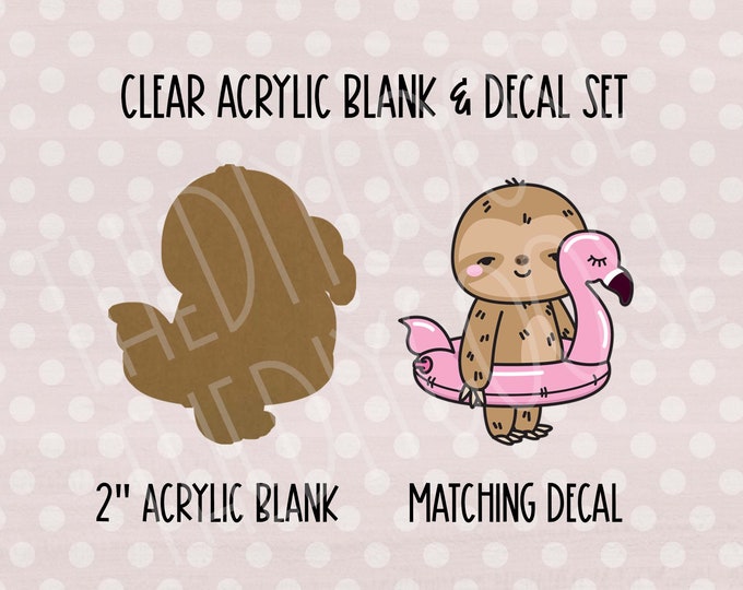 Summer Sloth Acrylic Blank and Decal Set - DIY Badge Reel - DIY Sloth ...