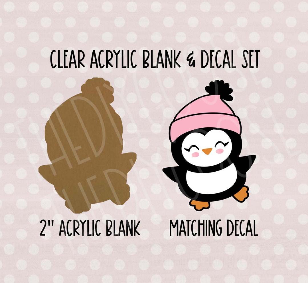 Happy Penguin Acrylic Blank and Decal Set DIY Badge Reel Christmas ...