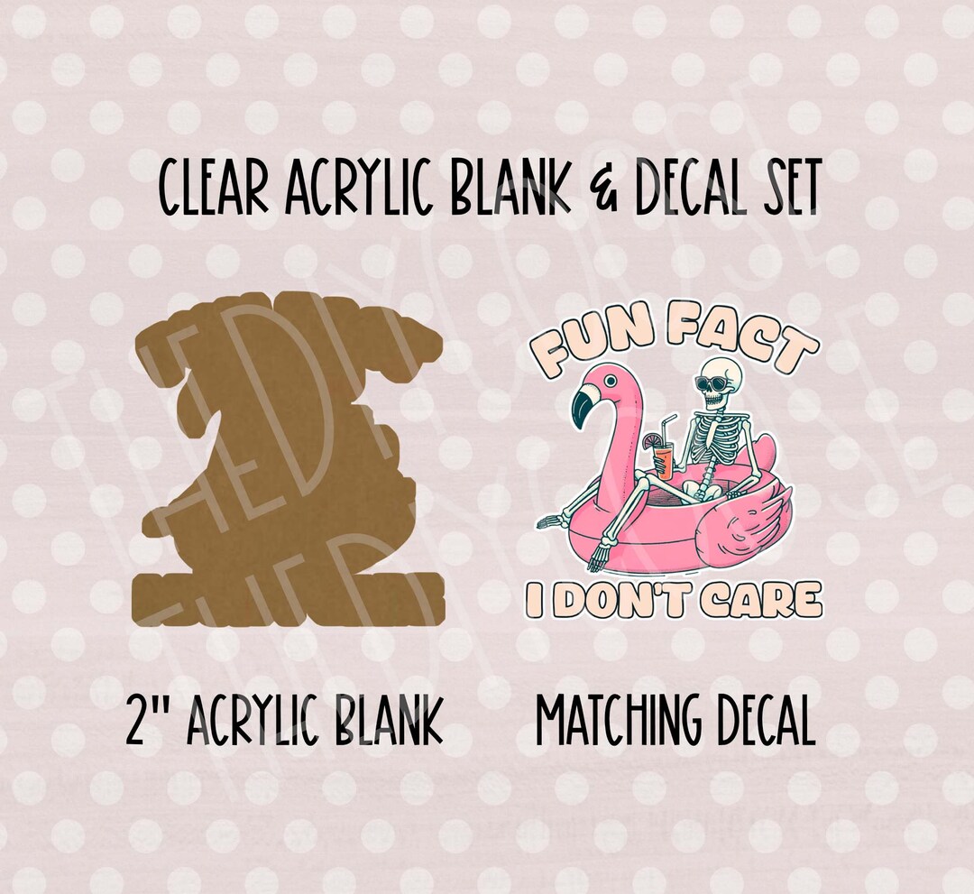 Fun Fact I Don't Care Skeleton Acrylic Blank and Decal Set - DIY Badge ...