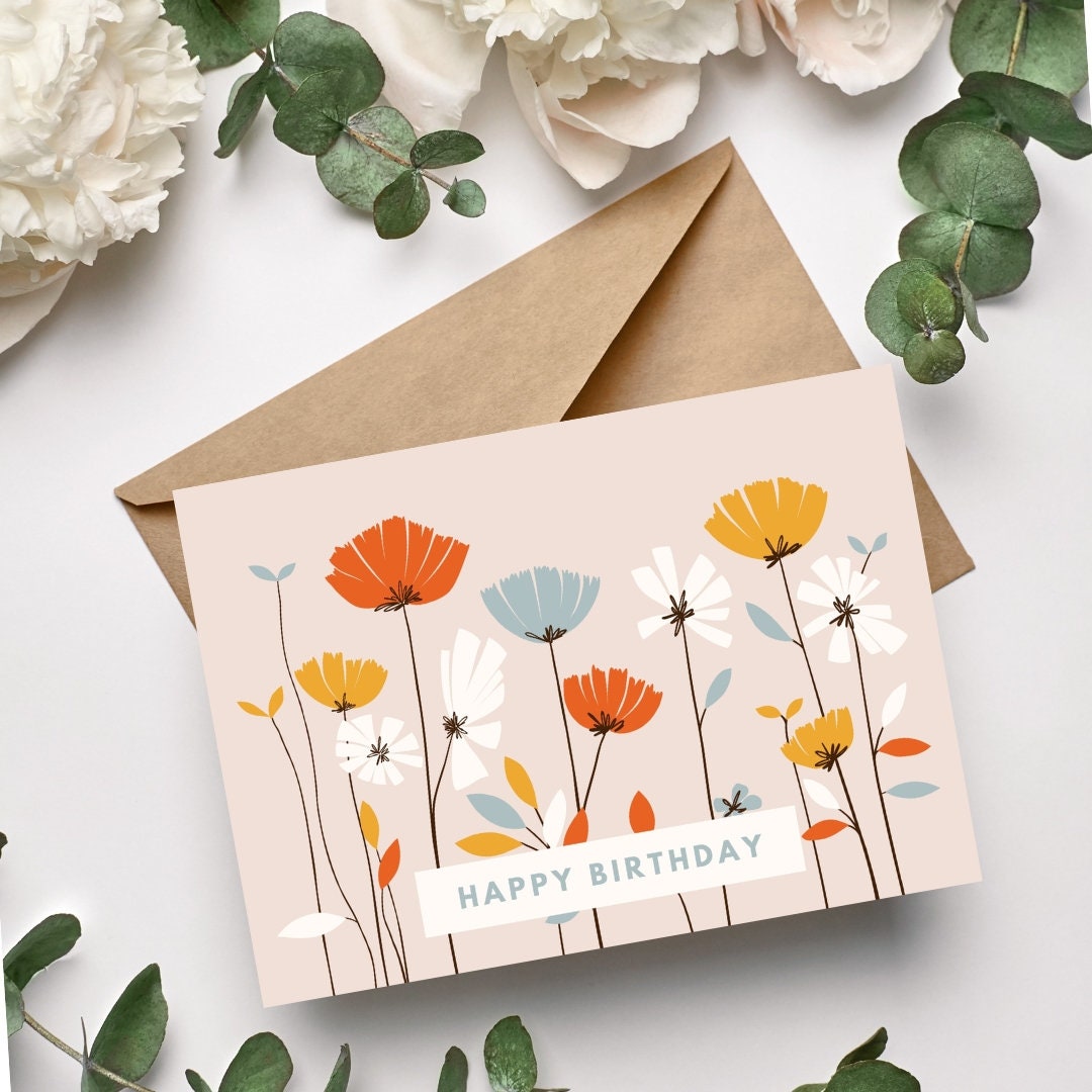 Printable Birthday Postcard Pack – 8 Delightful Floral Designs [instant ...