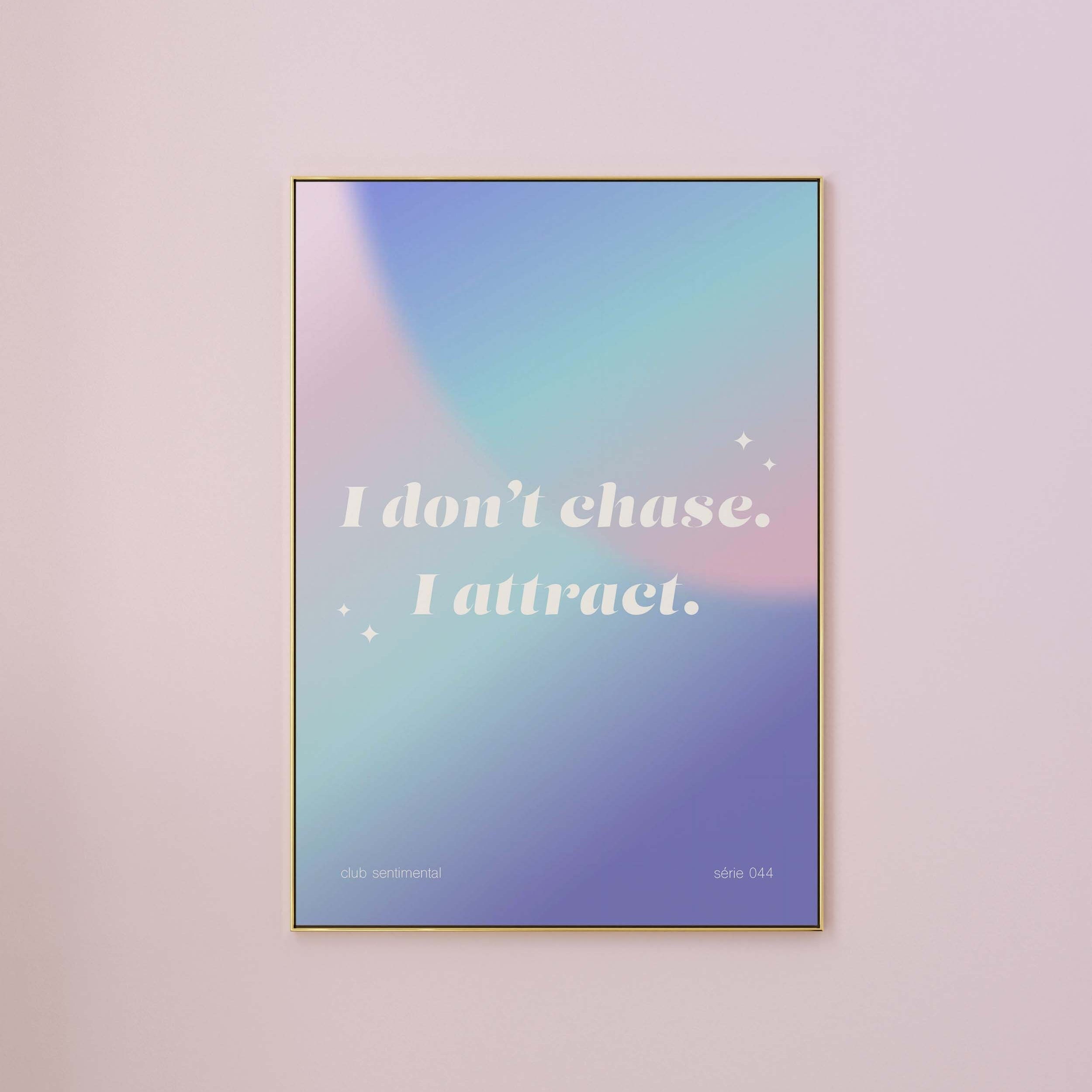 AFFIRMATION Framed Poster I Don't Chase, I Attract Pastel Danish Aesthetic Print Manifestation ...