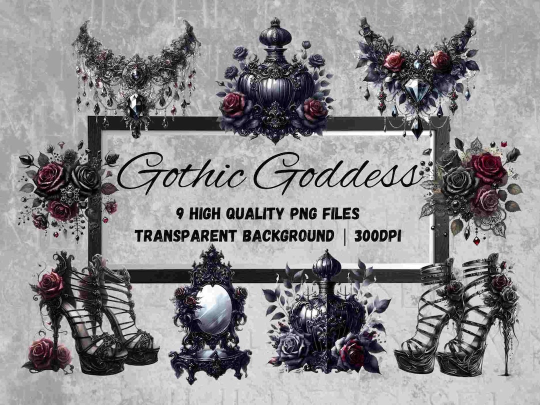 9 PNG Watercolor Gothic GODDESS Clipart, Magical Gothic Women Clip Art ...