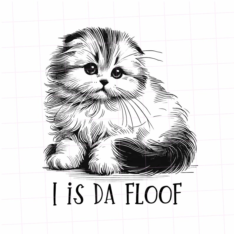 Cute Scottish Fold Kitten Clipart | I is Da Floof | Cat Clipart | High ...