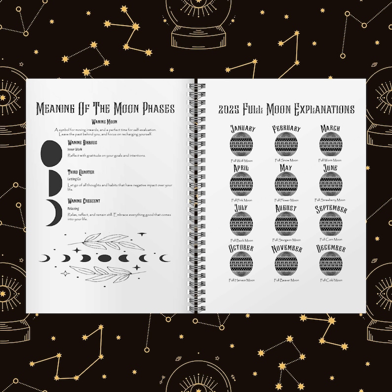 Moon Phase Planner Bundle 120-page Editable PDF With Lunar Calendar ...