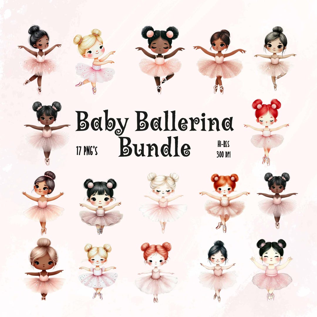 Ballerina Bundle Clipart PNG - Ballet Dance Clip Art for Nursery Wall ...