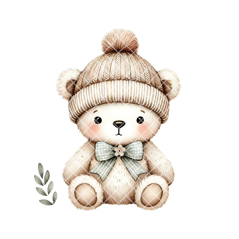 Adorable Winter Teddy Bear Clipart | High-resolution PNG for POD | Baby Bear PNG | Children ...