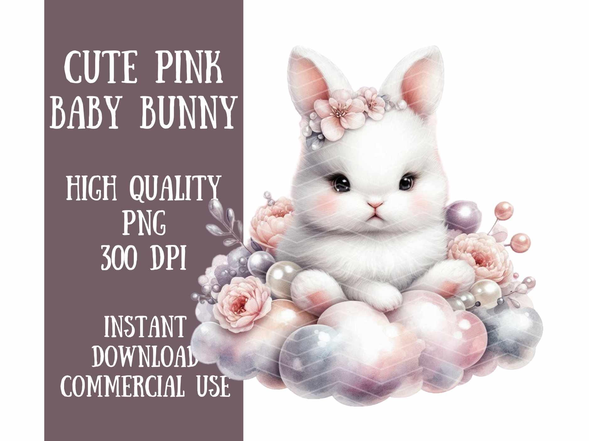Cute Pink Baby Bunny PNG Clipart - Etsy