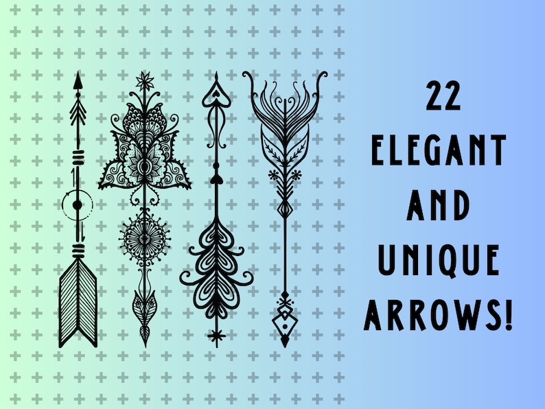 22 Boho Arrow PNG Clipart, Arrow Vector, Digital Cutting File, Graphic ...