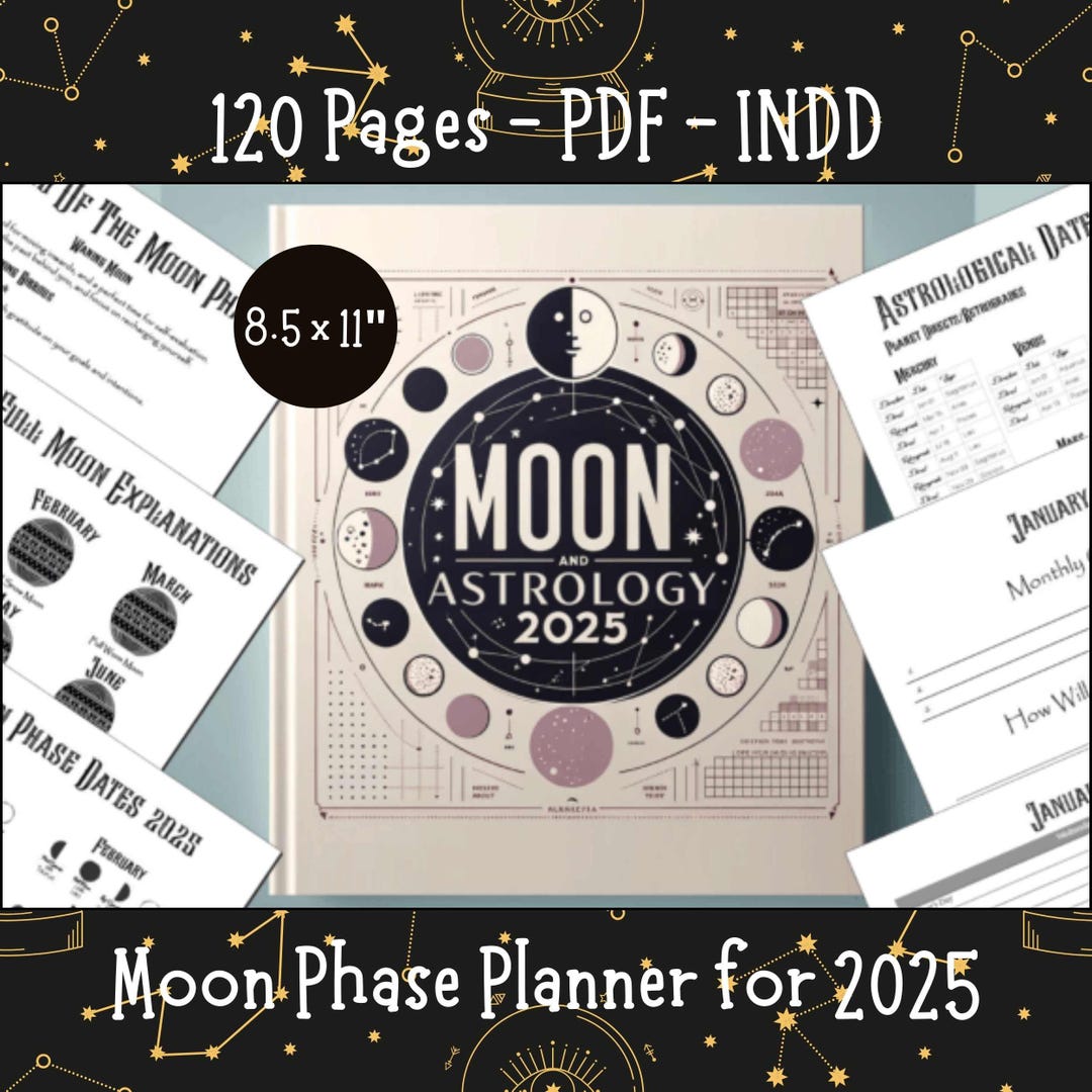 Moon Phase Planner Bundle 120-page Editable PDF With Lunar Calendar ...