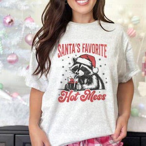 Santa's Favorite Hot Mess Racoon, Hot Mess PNG, Christmas Png ...