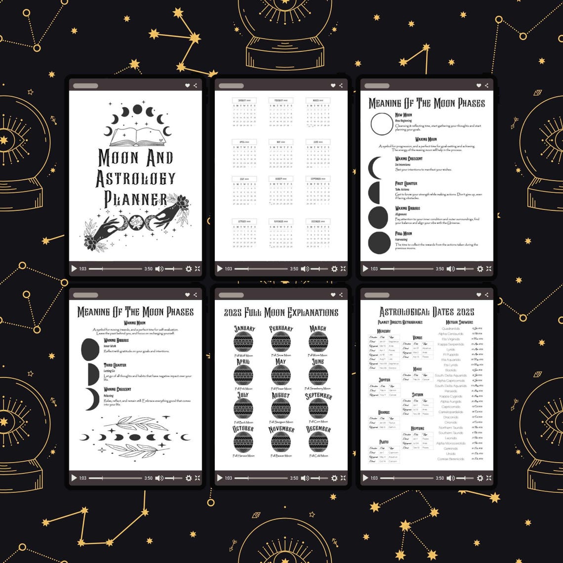 Moon Phase Planner Bundle 120-page Editable PDF With Lunar Calendar ...
