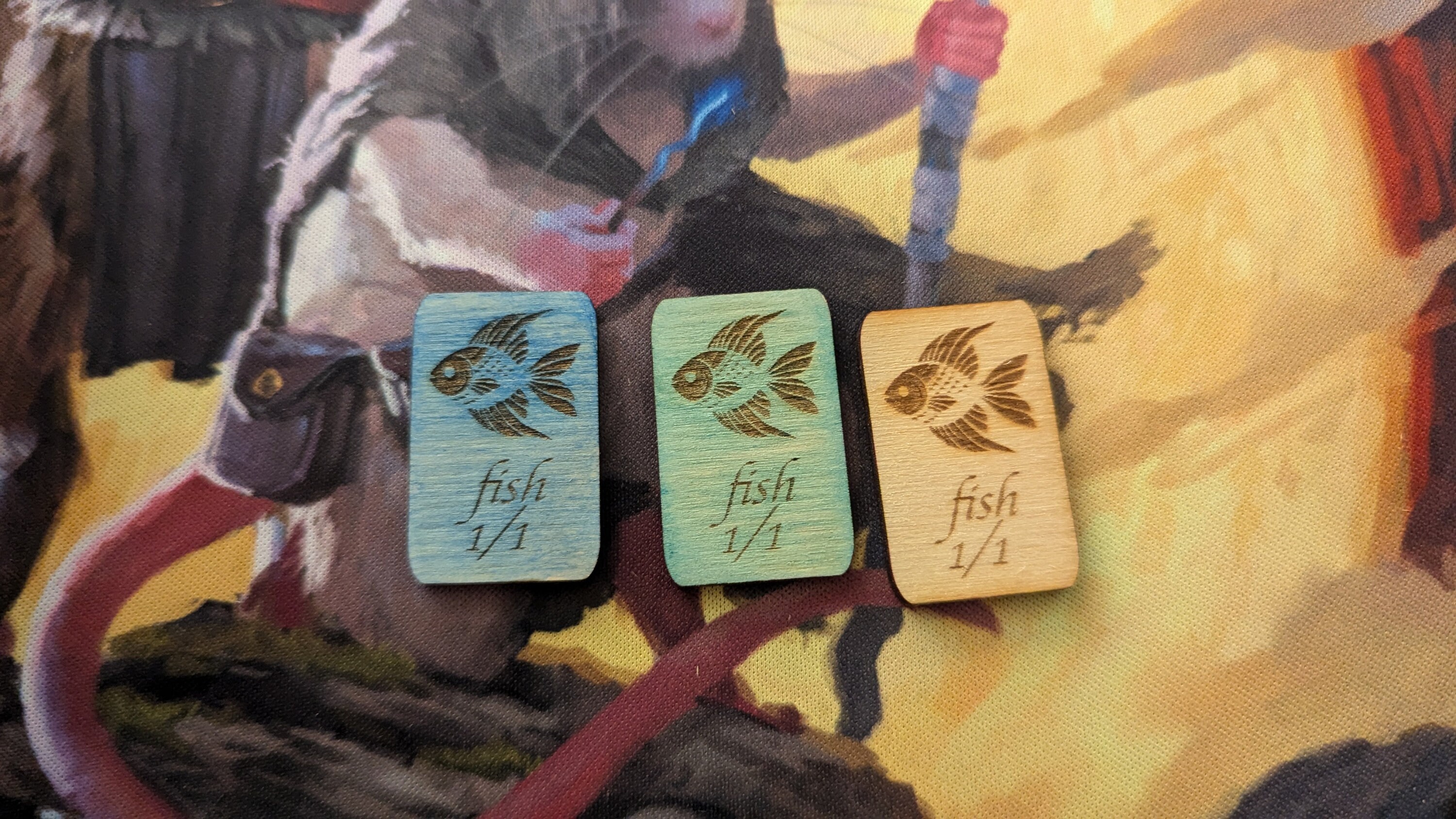 Fish 1/1 Tokens MGT Bloomburrow. One Fish Two Fish Blue Fish Light Blue ...