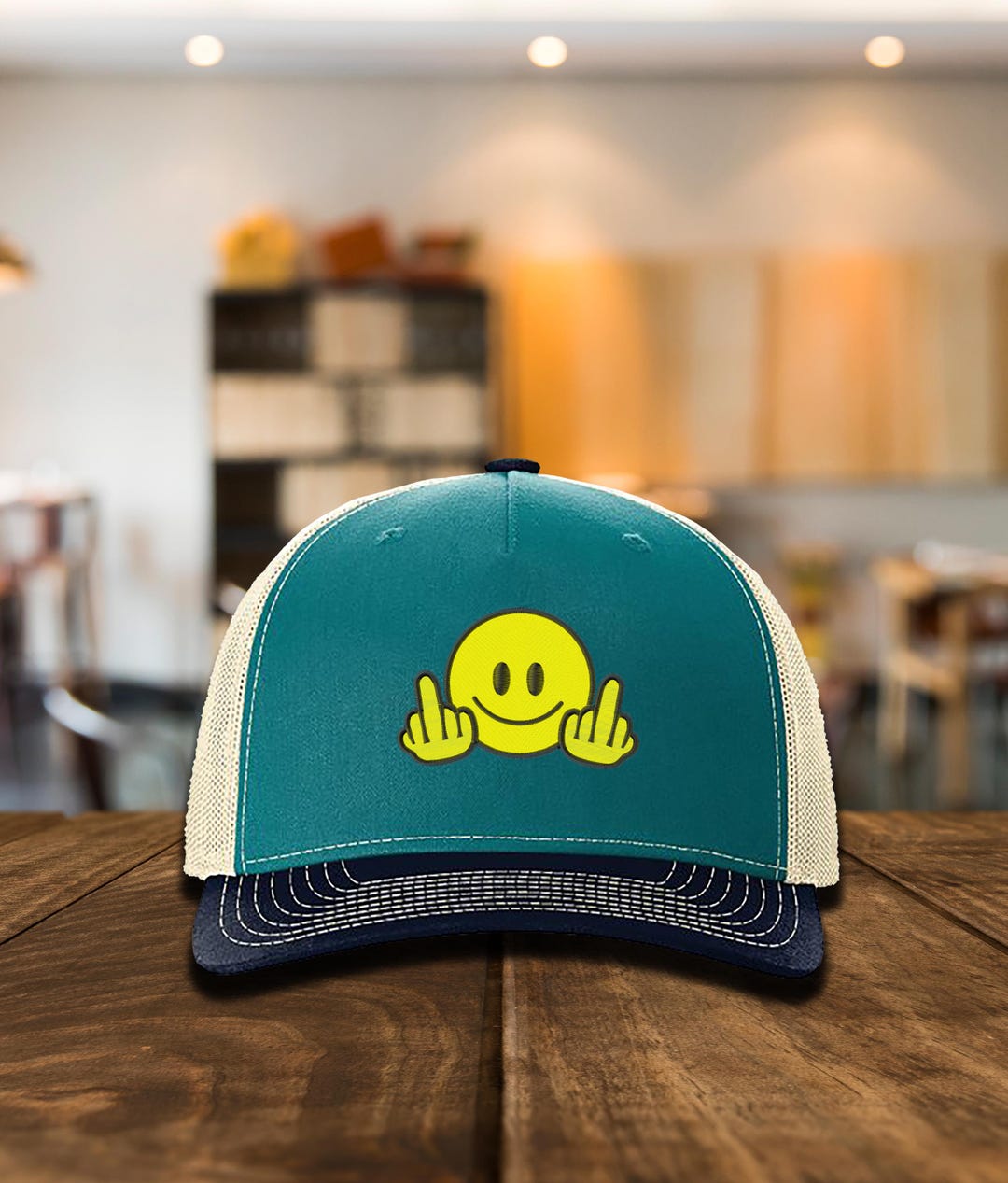 Embroidered Smiley Face Fingers Richardson Cap, Smiley Hat, Happy Face ...