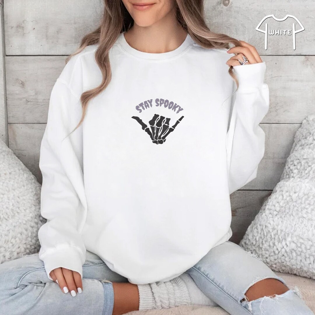 Embroidered Stay Spooky Sweater, Stay Spooky Halloween Sweater, Spooky ...
