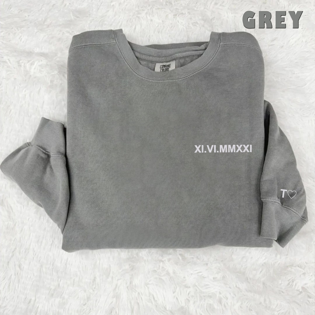 Embroidered Custom Roman Numerals and Initials Sweater, Personalized ...