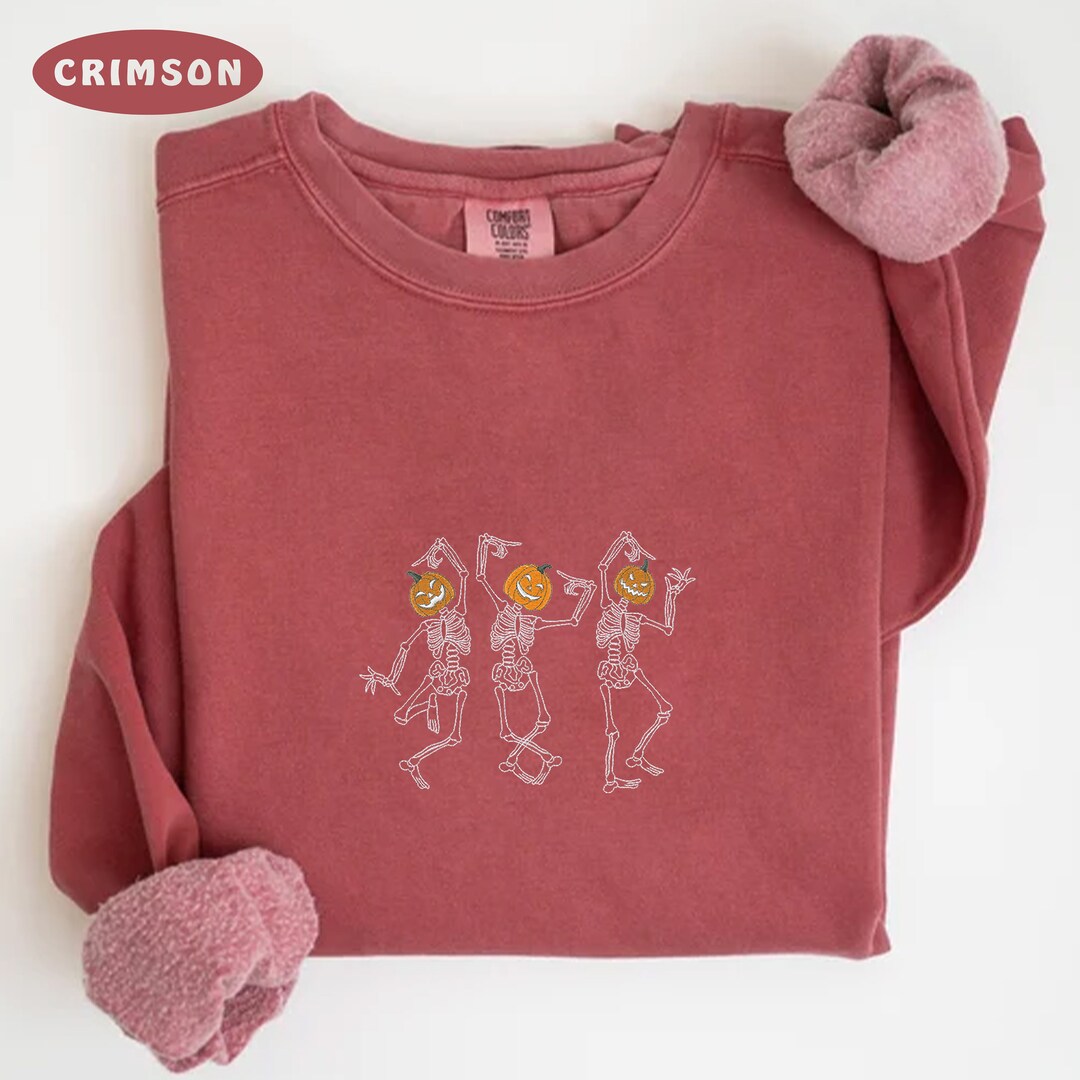Embroidered Dancing Skeleton Sweater, Spooky Dance Skeleton Sweater ...