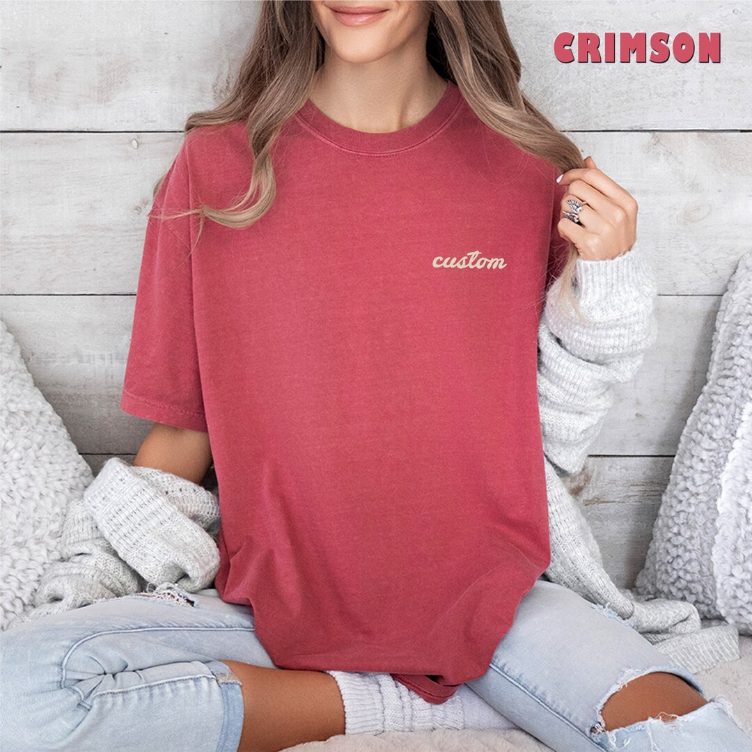 Embroidered Custom Pocket T-shirt, Customized Text Shirt, Personalized ...