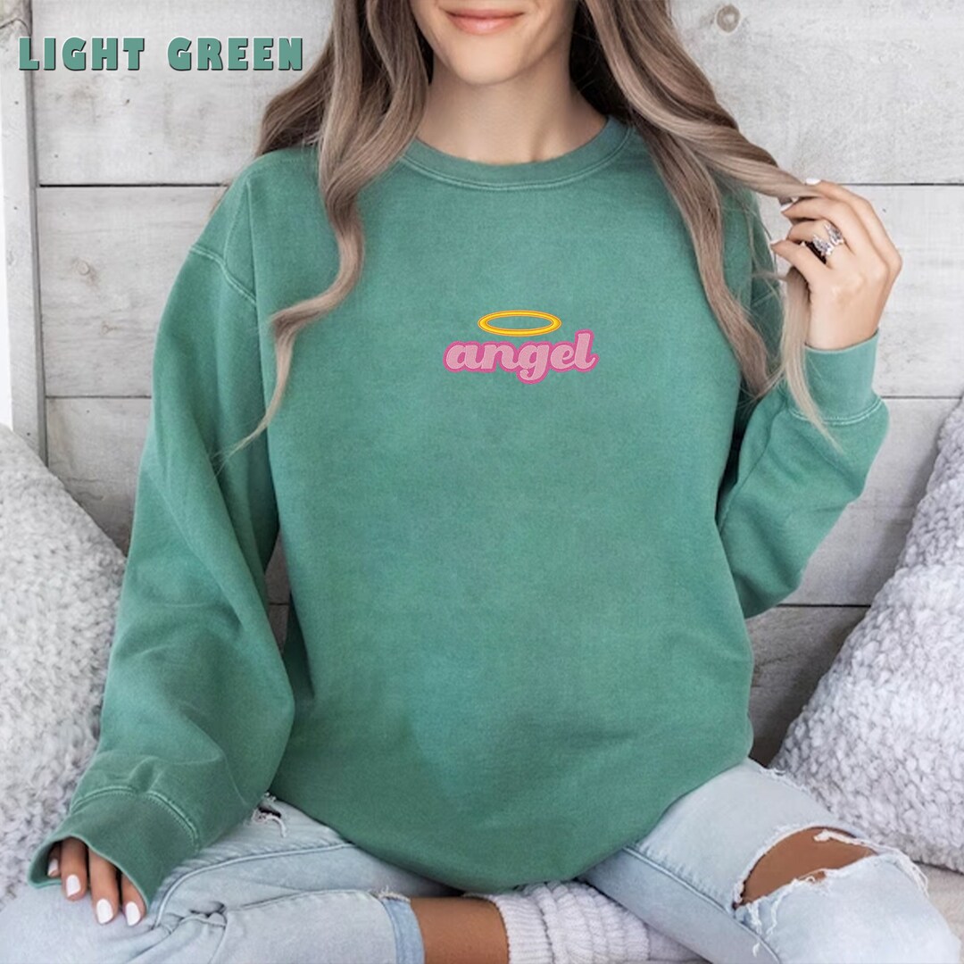 Embroidered Angel Sweatshirt for Women, Angel Crewneck, Angel on Earth ...