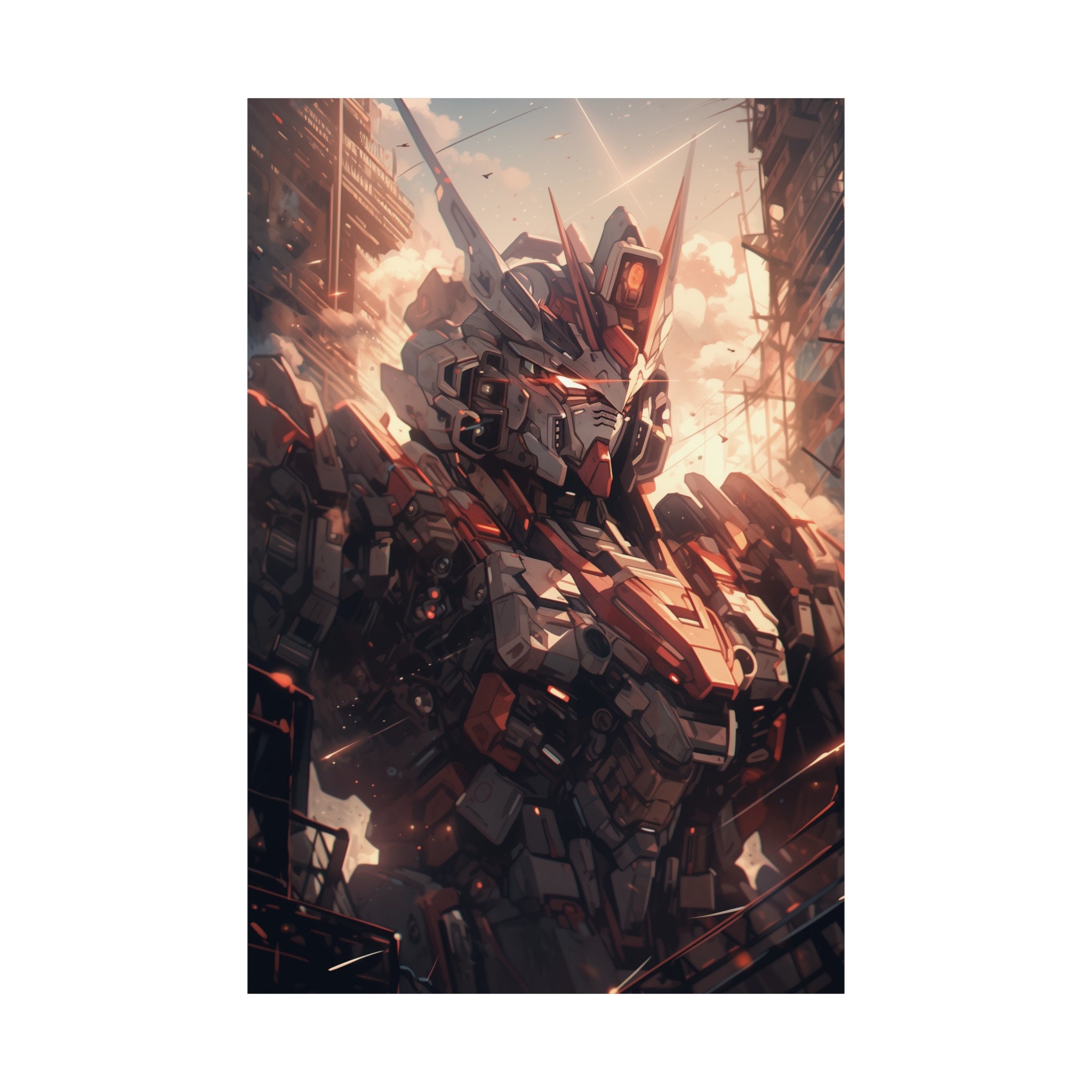 Gundam Inspired Mech Poster, Anime Mecha Fan Art Scifi Print, Epic ...