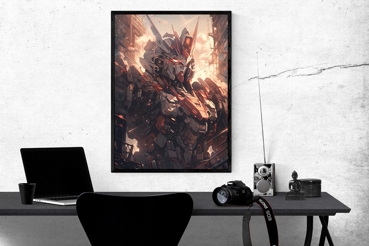 Gundam Inspired Mech Poster: Anime Sci-fi Wall Art - Etsy