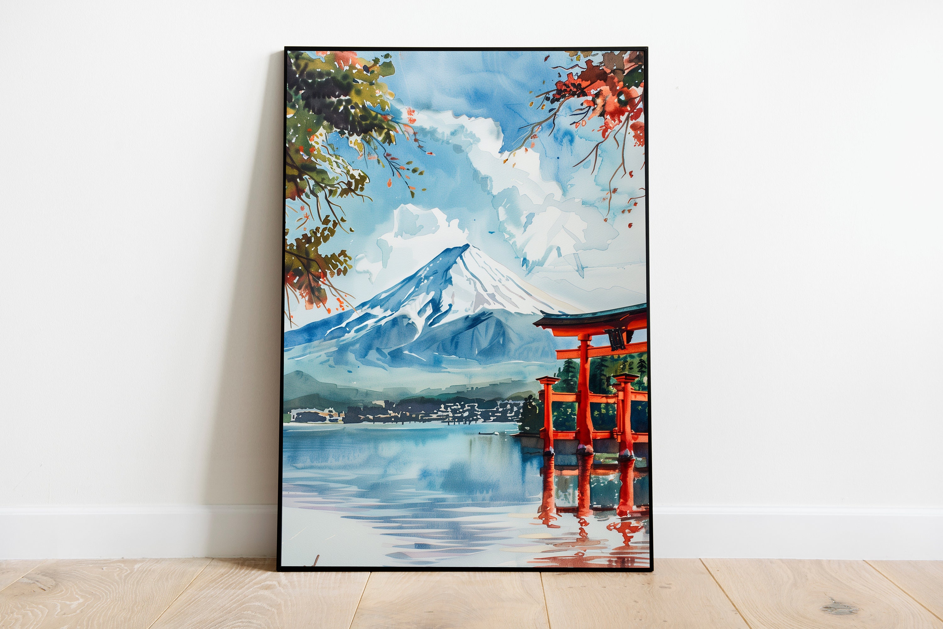 Peaceful Mount Fuji, Watercolor, Printable Art, Digital Art - Etsy