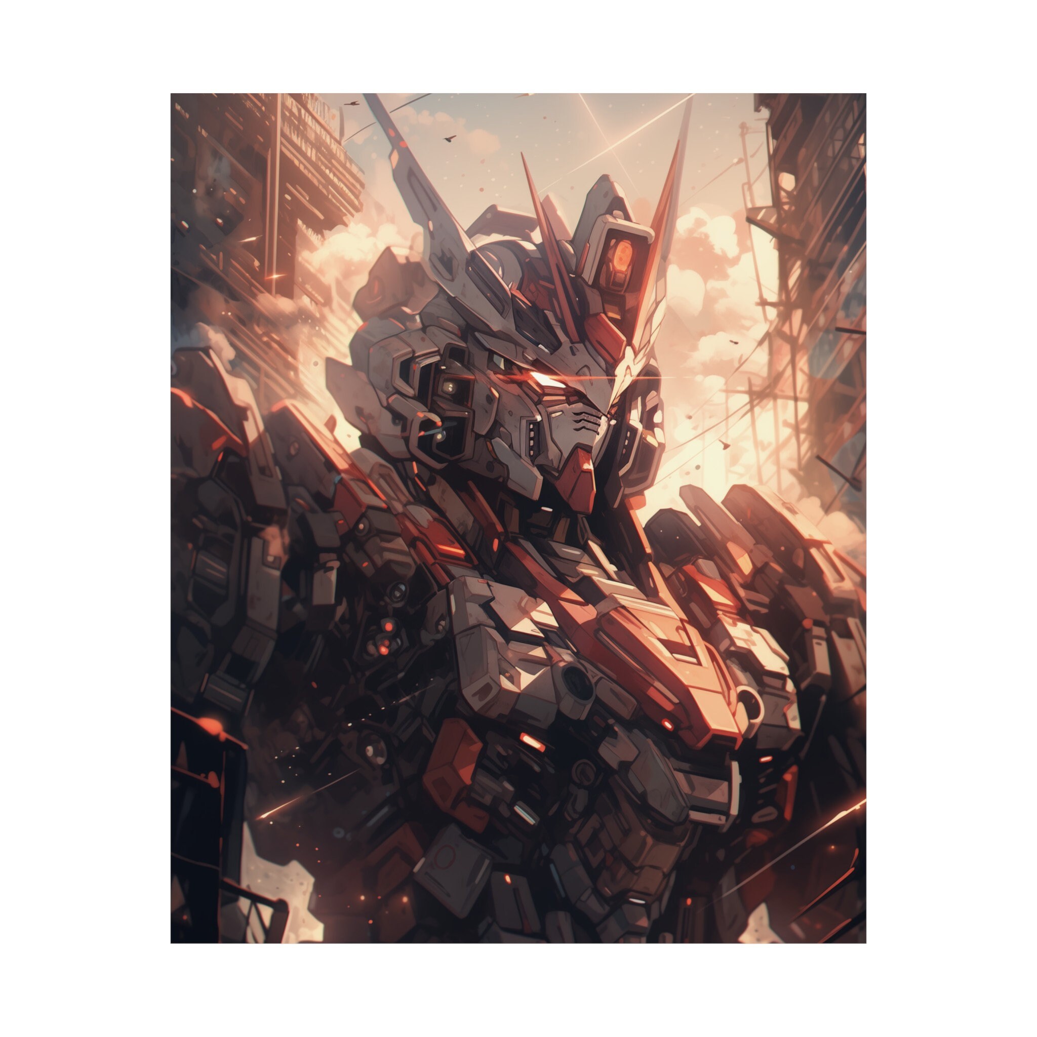 Gundam Inspired Mech Poster: Anime Sci-fi Wall Art - Etsy