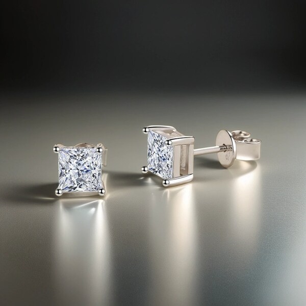 Princess Cut 2ct Earrings - Etsy