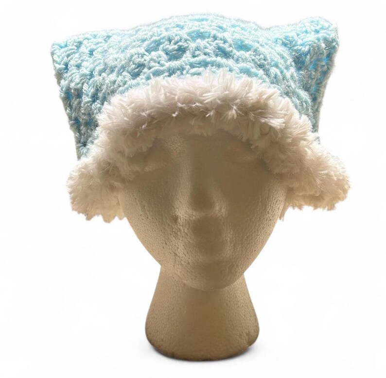Blue Cat Hat With White Faux Fur Rim - Etsy