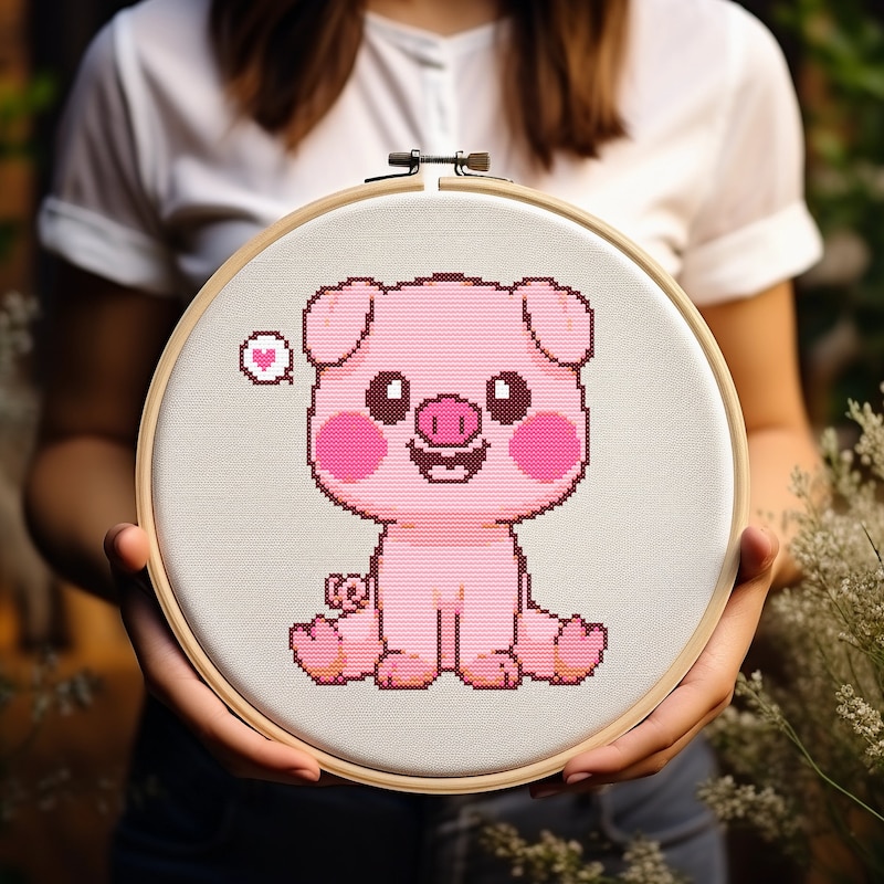 Pig Cross Stitch - Etsy