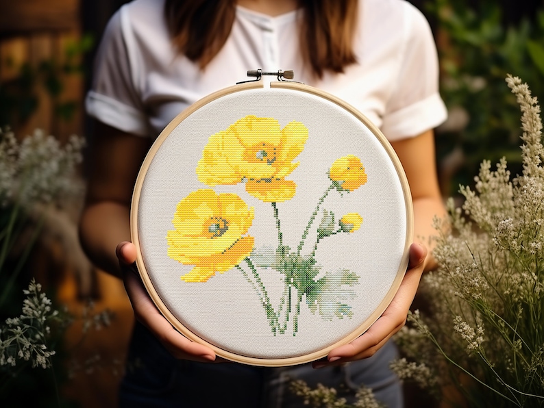 Buttercup Flowers Cross Stitch Pattern - Flower - Floral - Embroidery ...