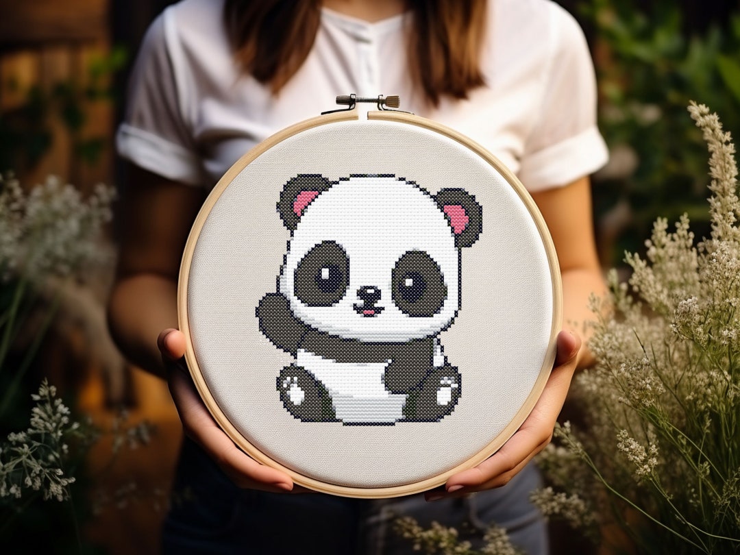 Cute Panda Cross Stitch Pattern - Kawaii - Embroidery - Digital ...